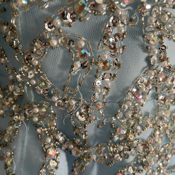 Jovani | Dresses | Jovani Light Blue Silver Beaded Rhinestone Mermaid ...